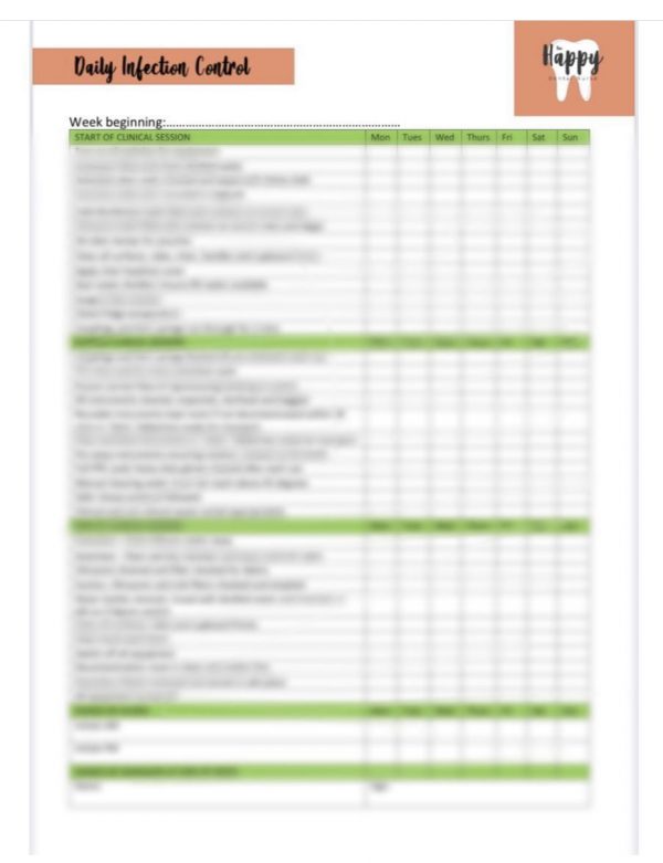 Infection Control Checklist – The Happy Dental Nurse